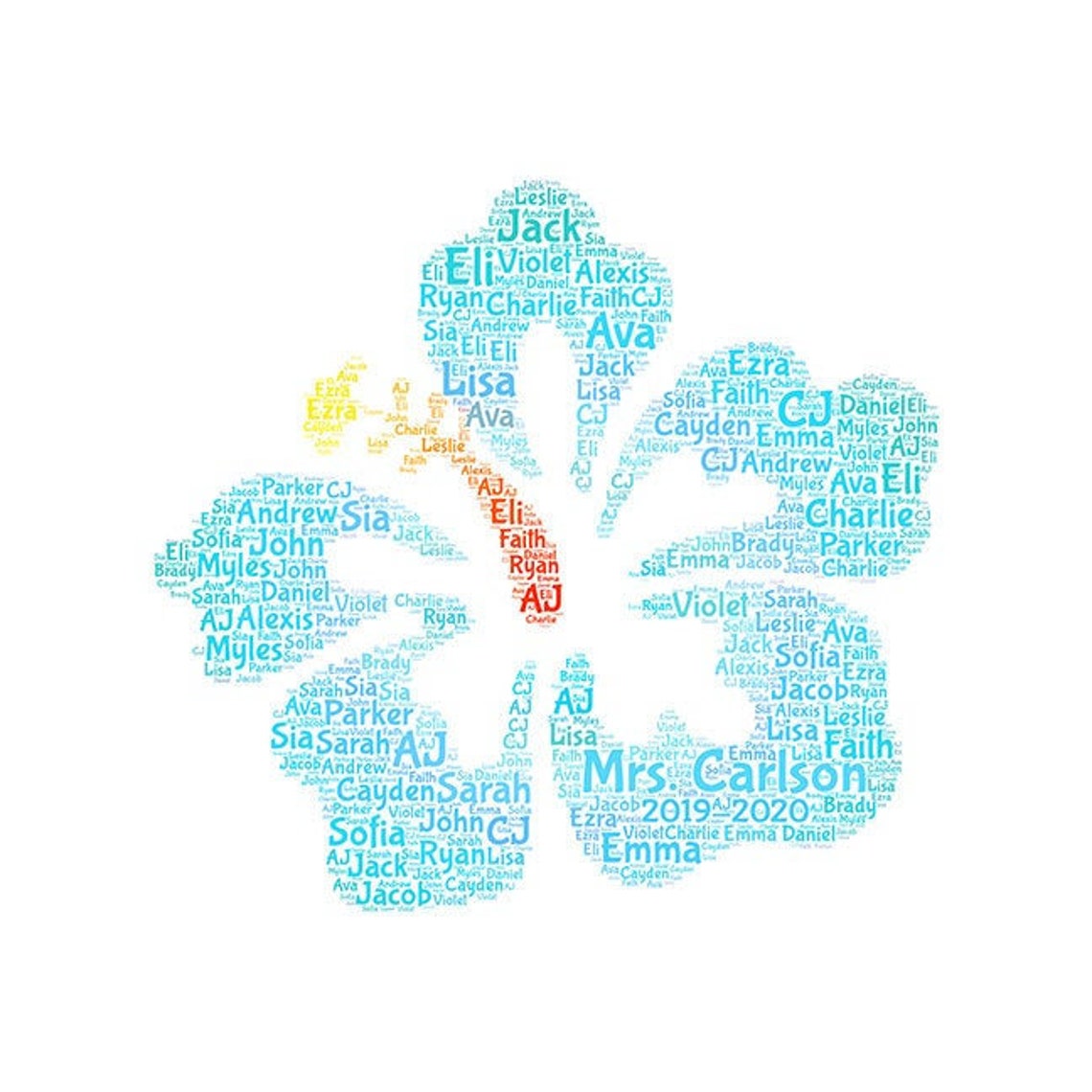 Digital HIBISCUS Word Cloud Art Wordle Makes Great Teacher Appreciation ...