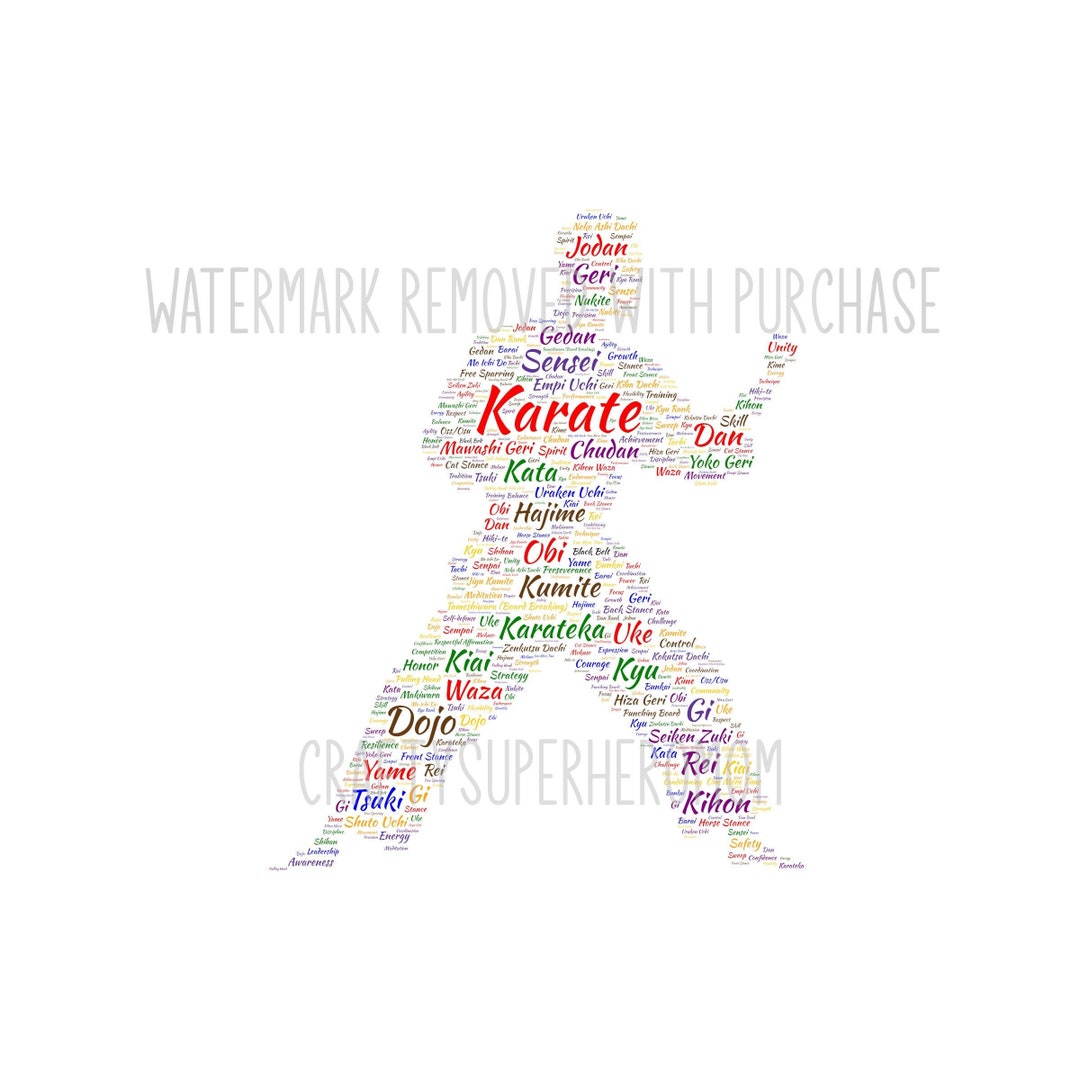 INSTANT Digital Download - KARATE - Male Word Cloud Wordle Svg Pdf Png ...