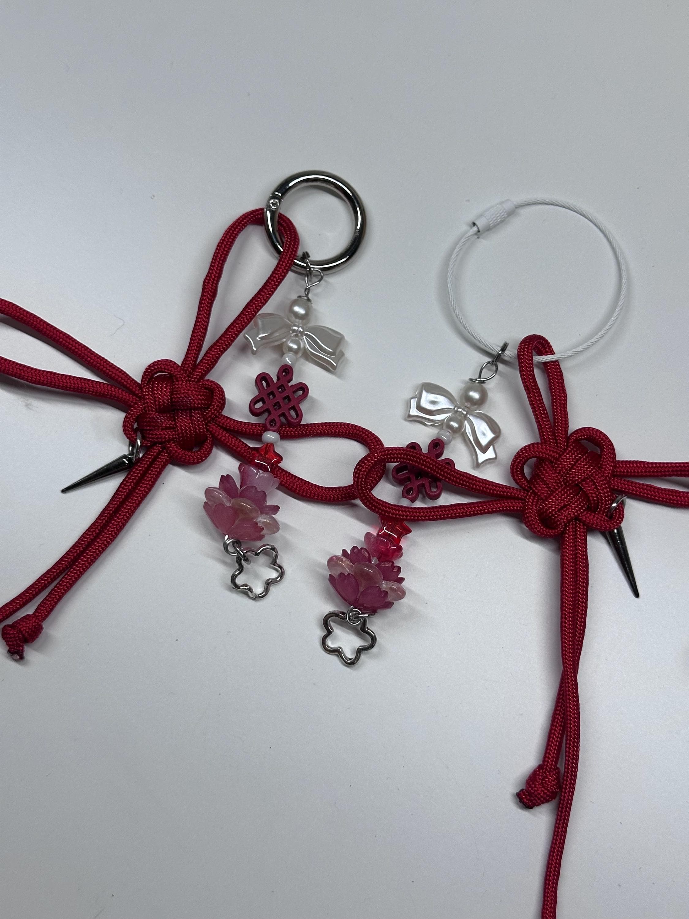 Lotus Fortune Knot Keychain: Handmade Chinese Lucky Charm - Etsy