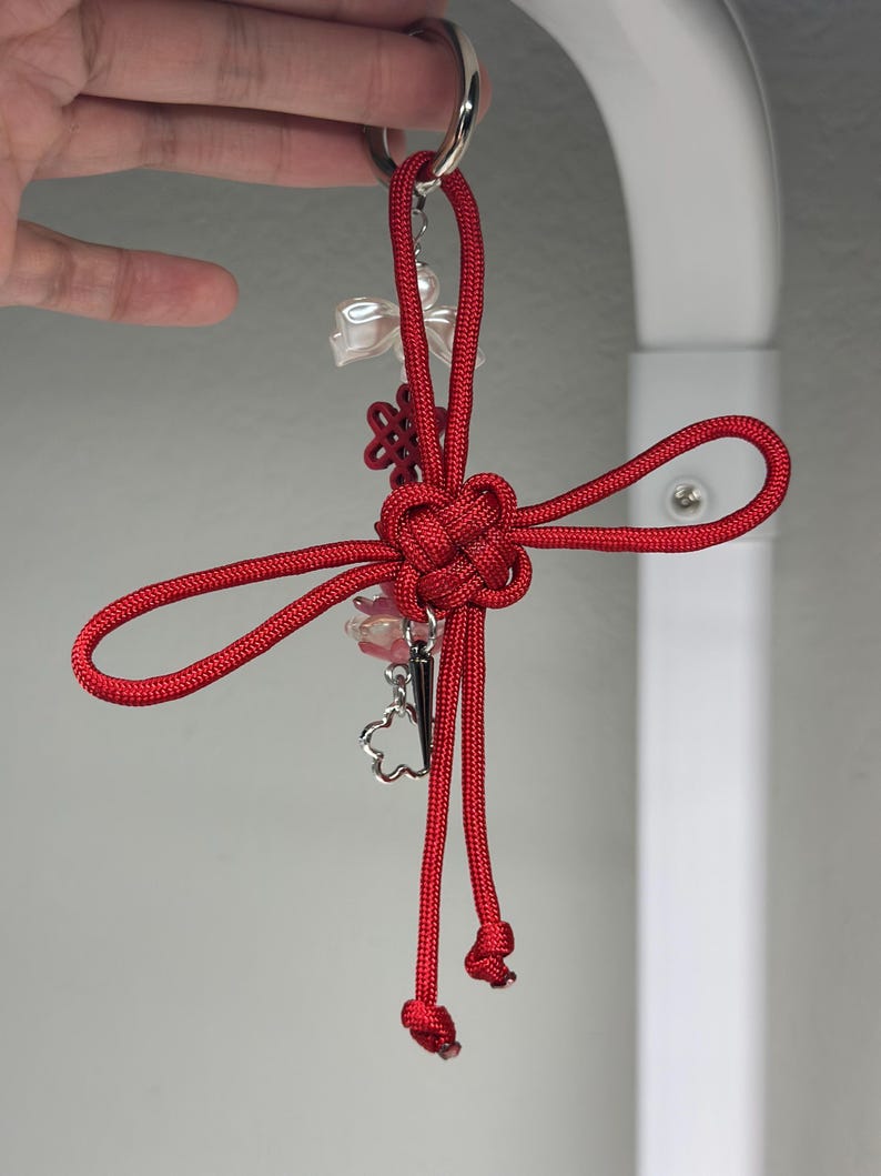 Lotus Fortune Knot Keychain: Handmade Chinese Lucky Charm - Etsy Australia