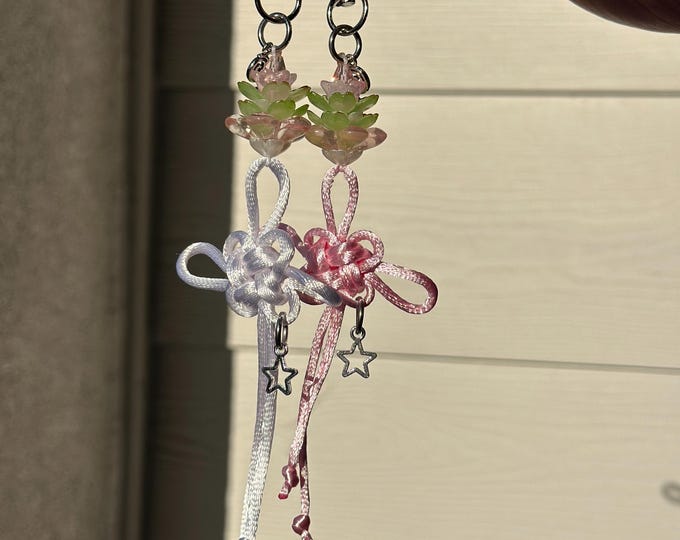Lotus Chinese Fortune Knot Keychain Handmade Lucky Charm Traditional ...