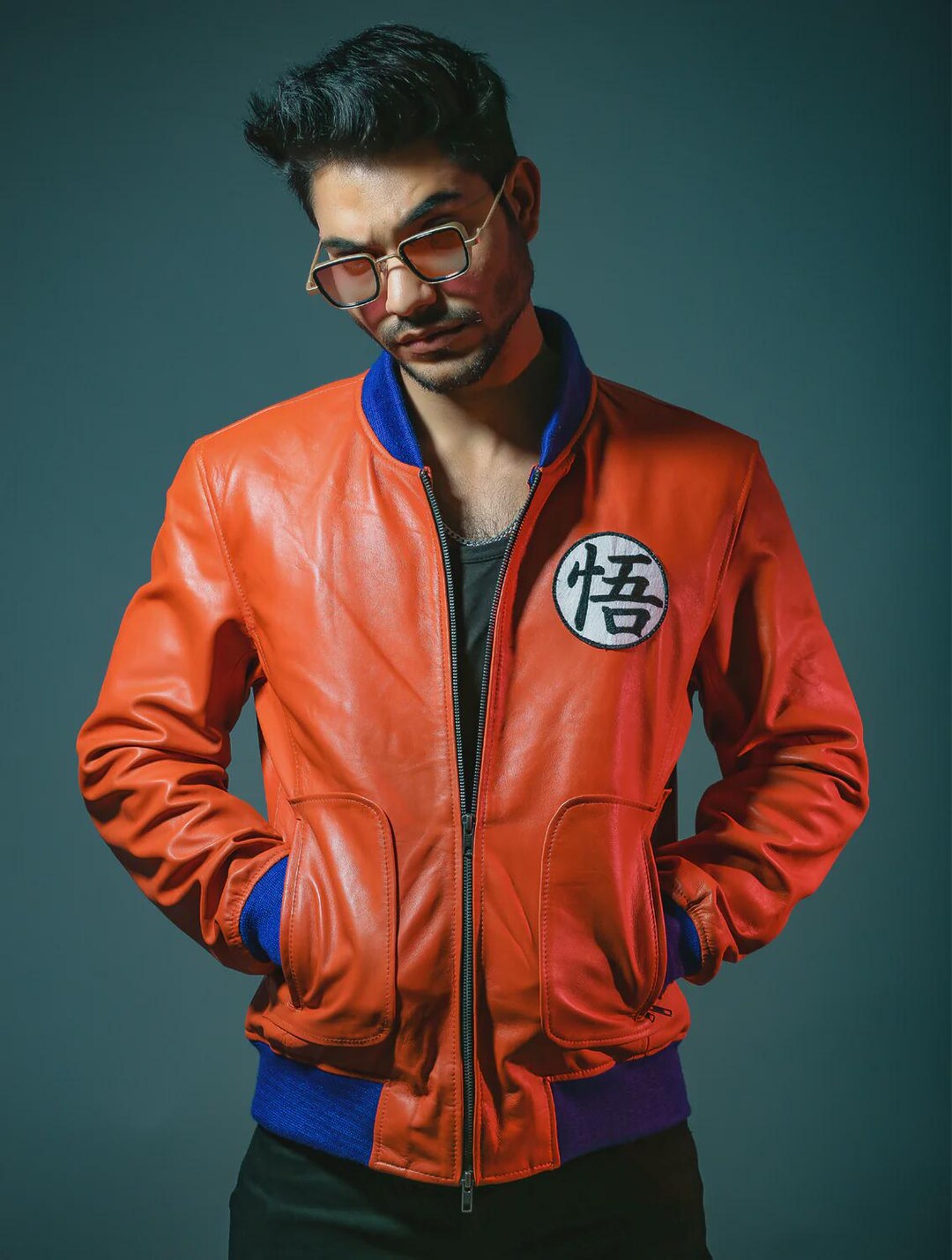 Dragon Ball Goku Orange Leather Jacket for Men | Anime Bomber Style - Etsy