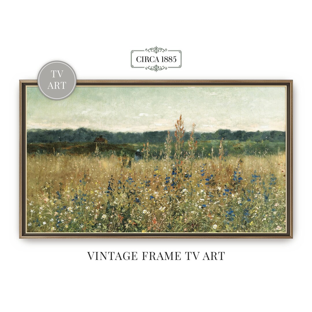 Wildflowers Frame TV Art | Vintage Wildflower Meadow TV Art | Landscape ...