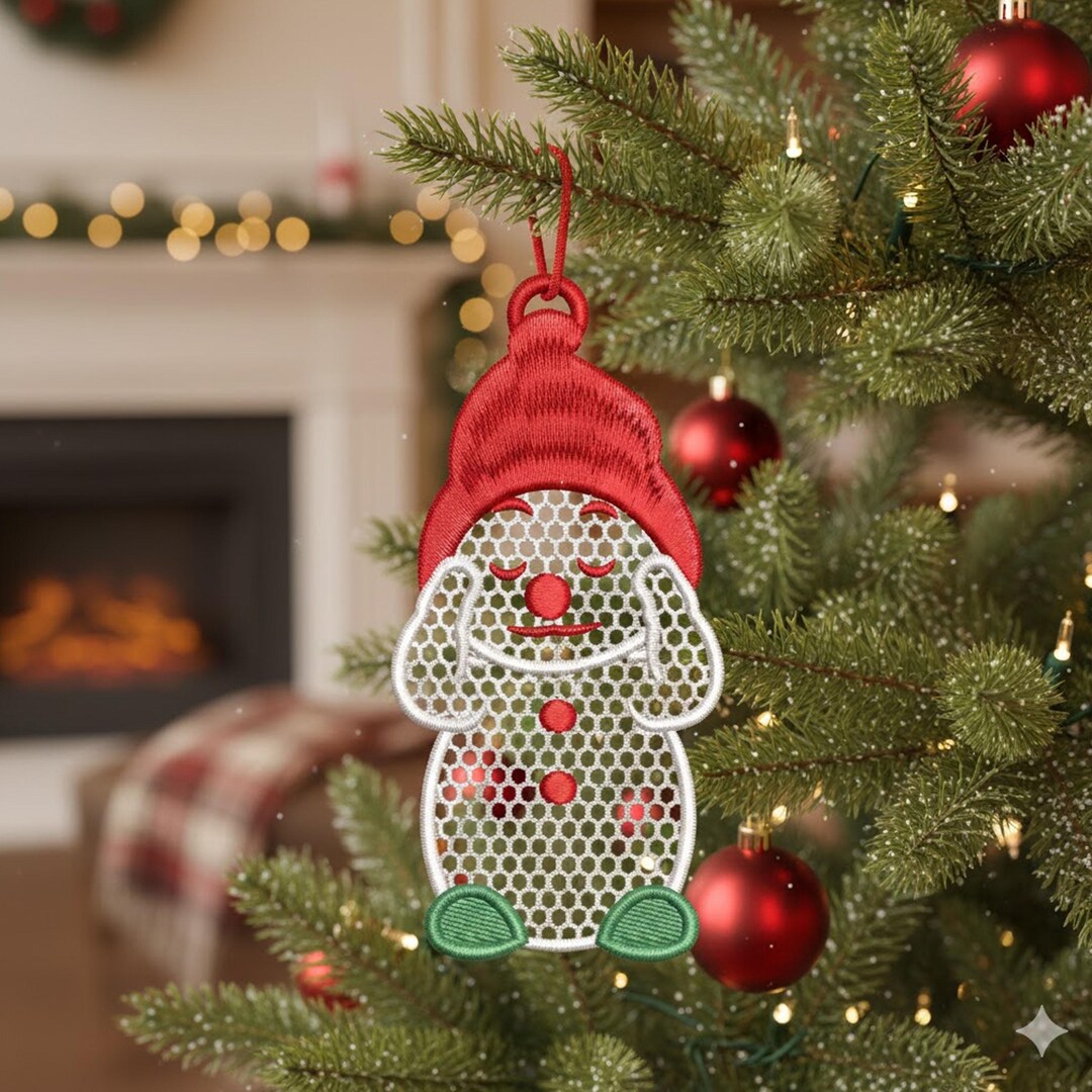 FSL Sleeping Snowman Embroidery, Lace Embroidery Digital Download 4size ...