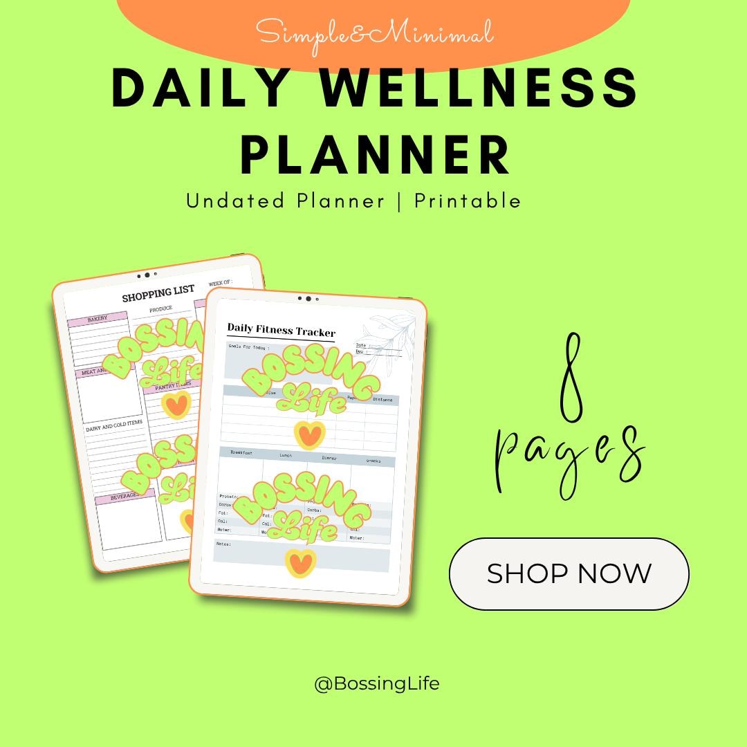 Daily Wellness Planner Printable | Digital Self-care Tracker PDF ...