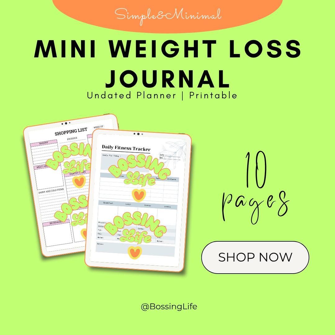 Weight Loss Tracker Journal | Printable Fitness Planner (digital ...