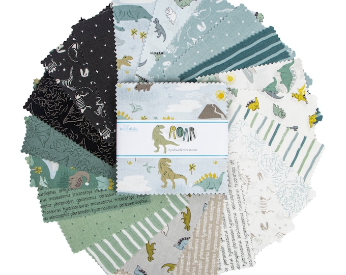 Riley Blake Designs Roar 5 Stacker Bundle Dinosaur Charm Pack 42 Piece ...