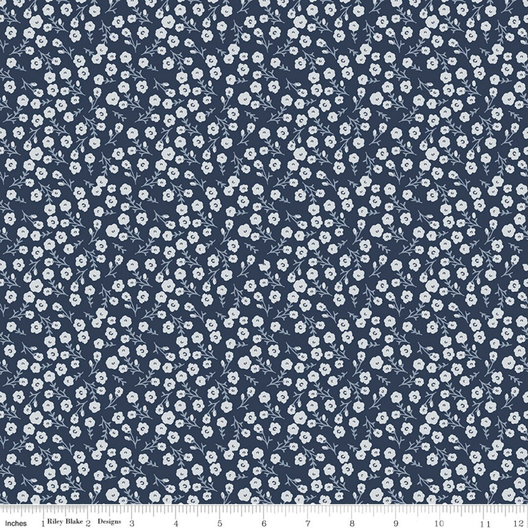 Riley Blake Designs Gingham Foundry Blossoms Navy Floral Quilting ...