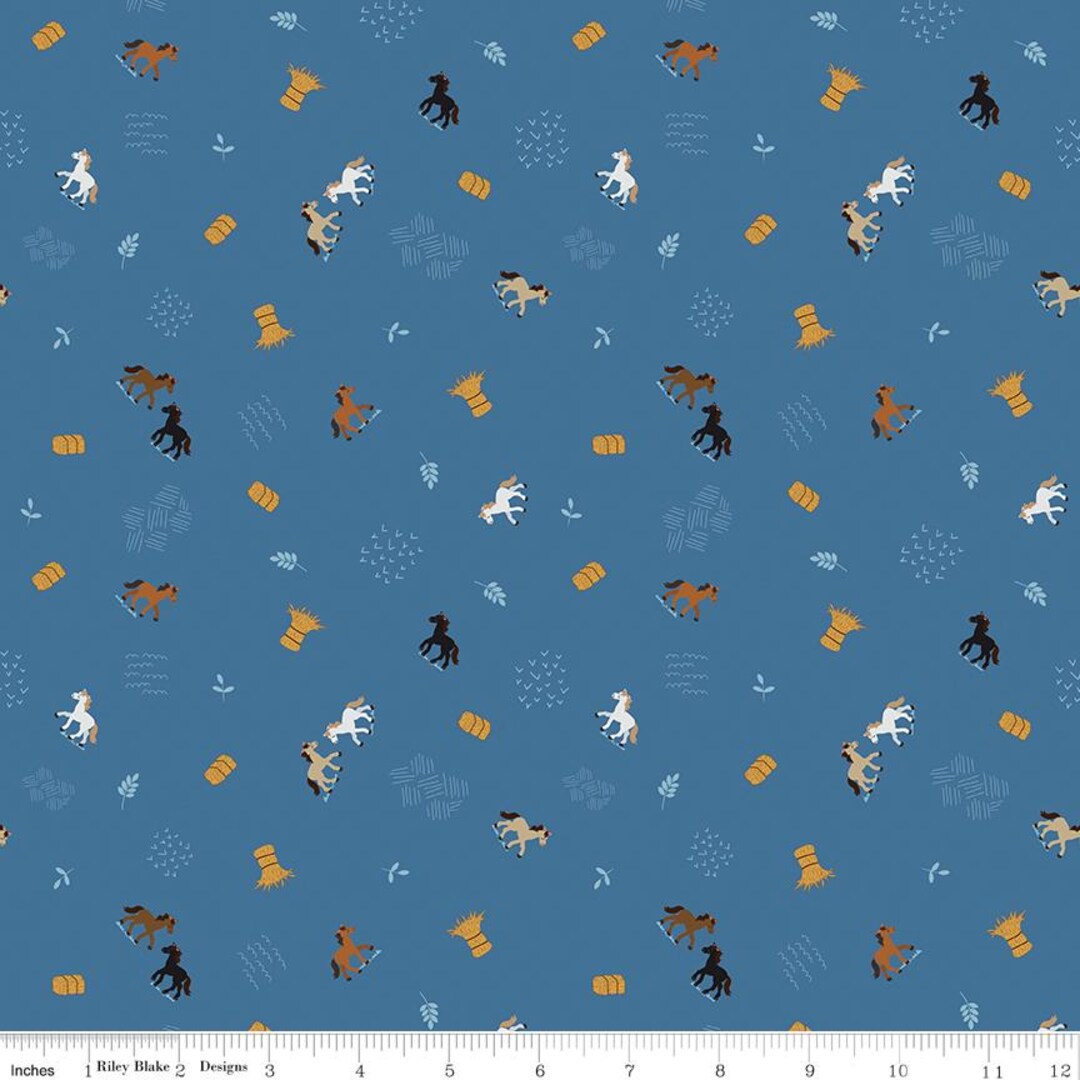 Country Life Grazing the Hay Flax Cotton Fabric by Riley Blake Designs ...