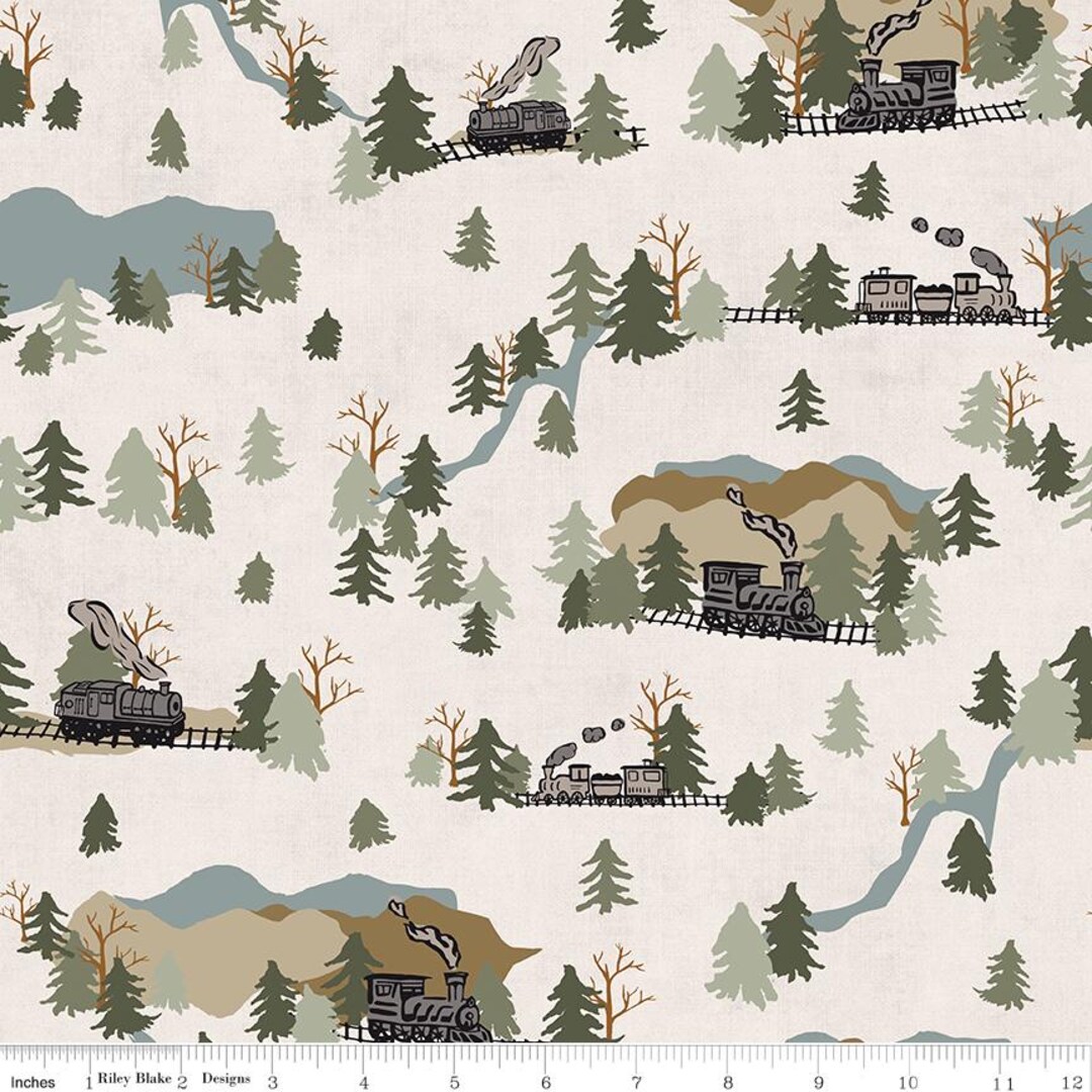 Riley Blake Designs Round the Mountain Main Cream Cotton Fabric (sold ...