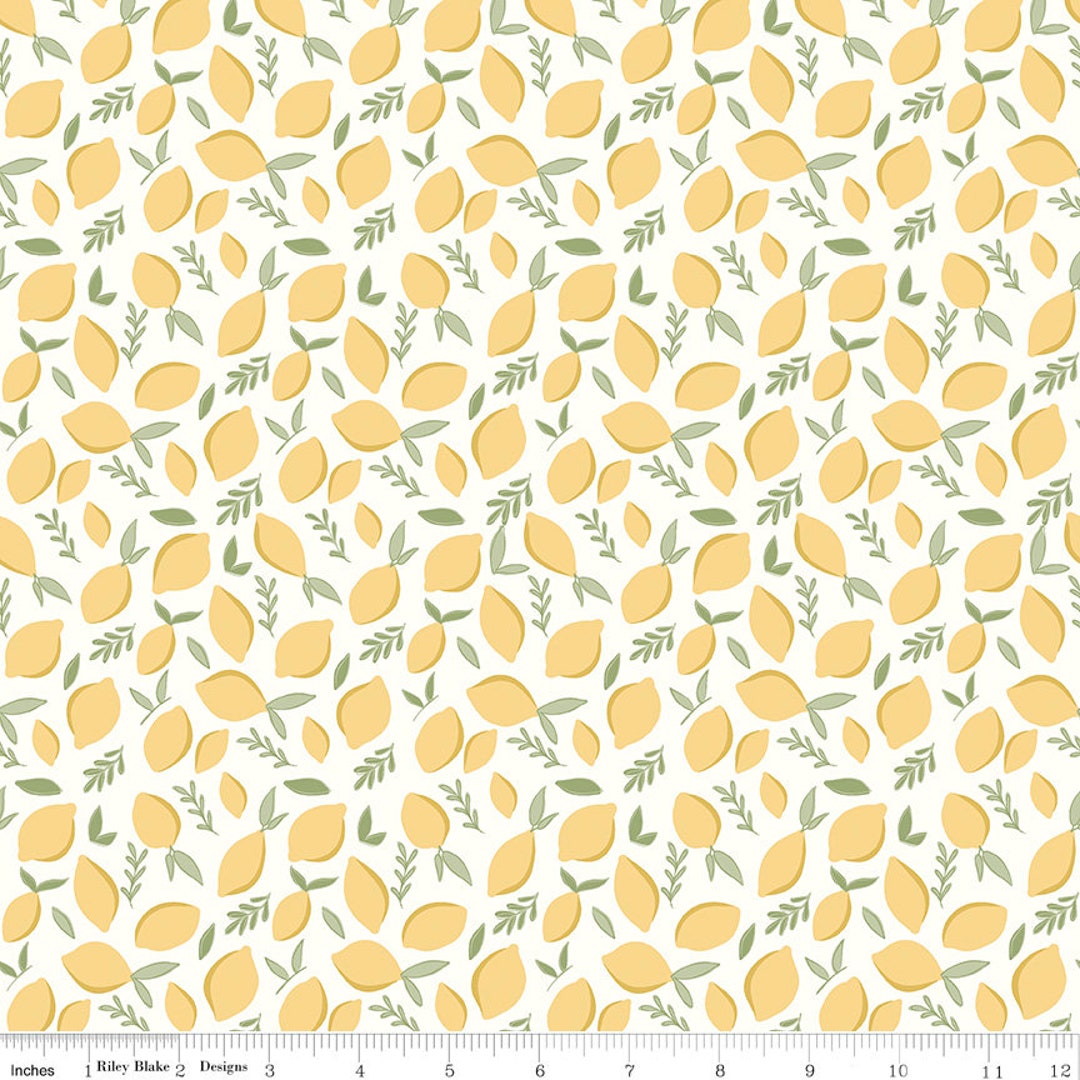 Riley Blake Designs Daybreak Lemons Cream Cotton Fabric (sold by the 1/ ...