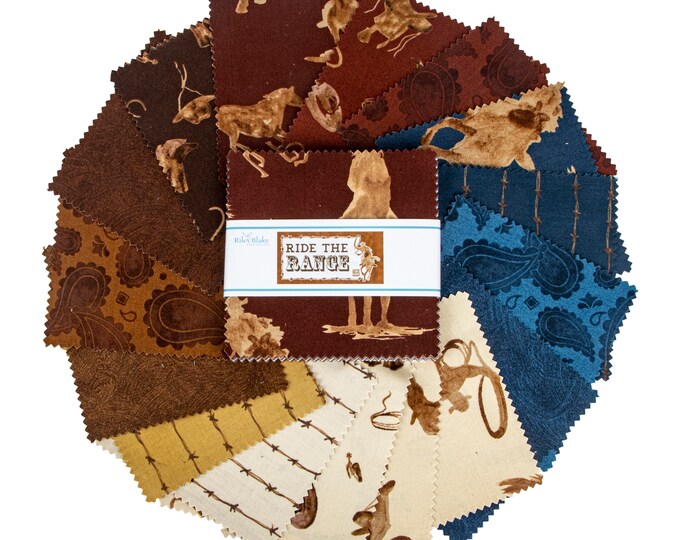 Riley Blake Ride the Range 5" Stacker | Horse Charm Pack | Western ...