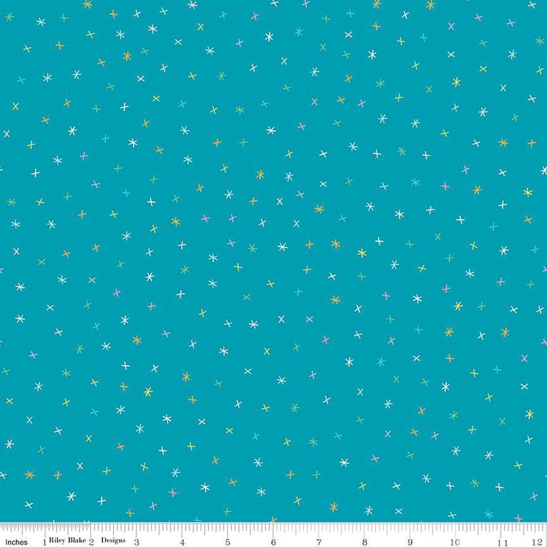 Riley Blake Designs Sunshine Blvd Sparkles Teal Cotton Fabric (sold by the 1/2 Yard) | Amber ...