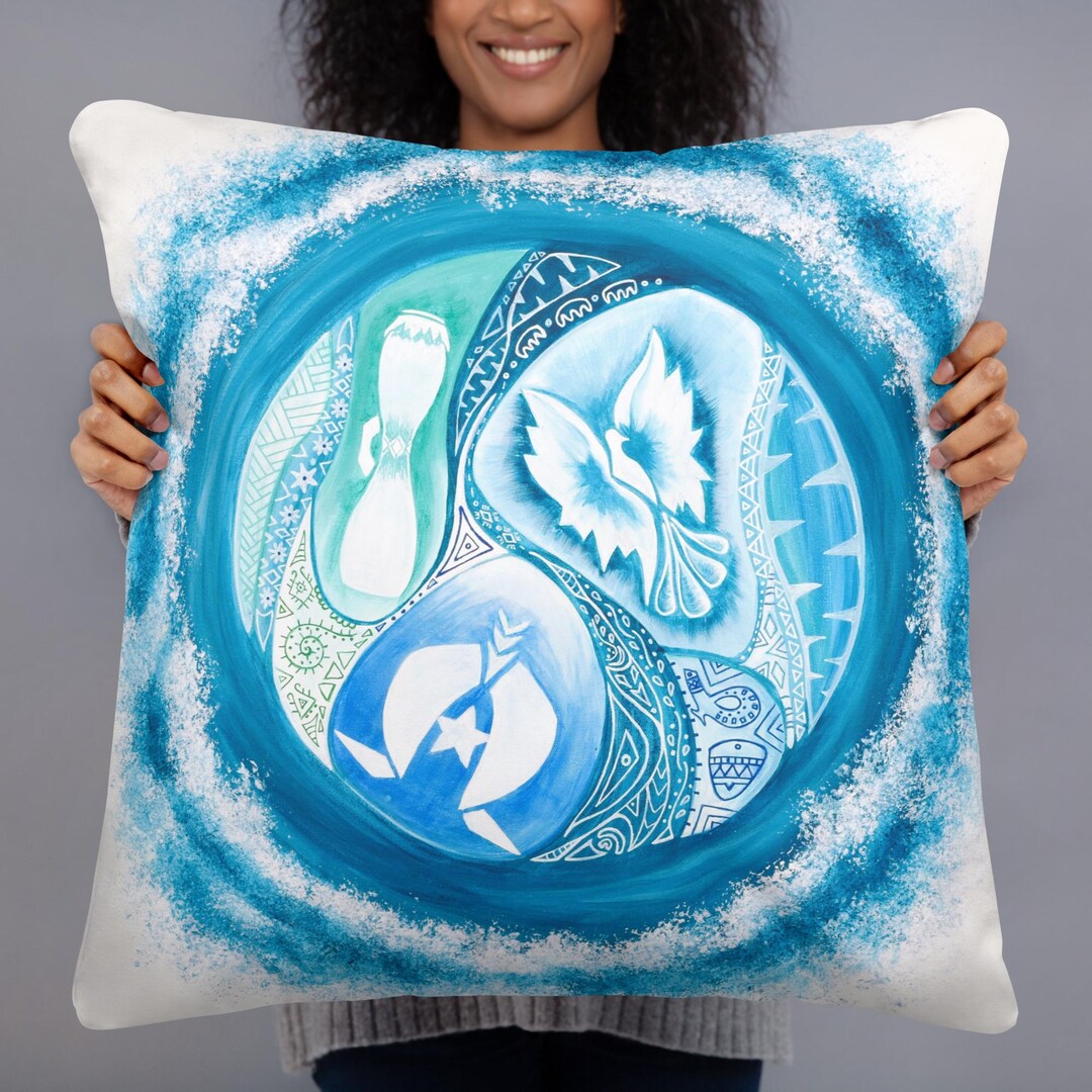 Pillow With Torres Strait Art, Indigenous Turtle Design Cushion Cover ...