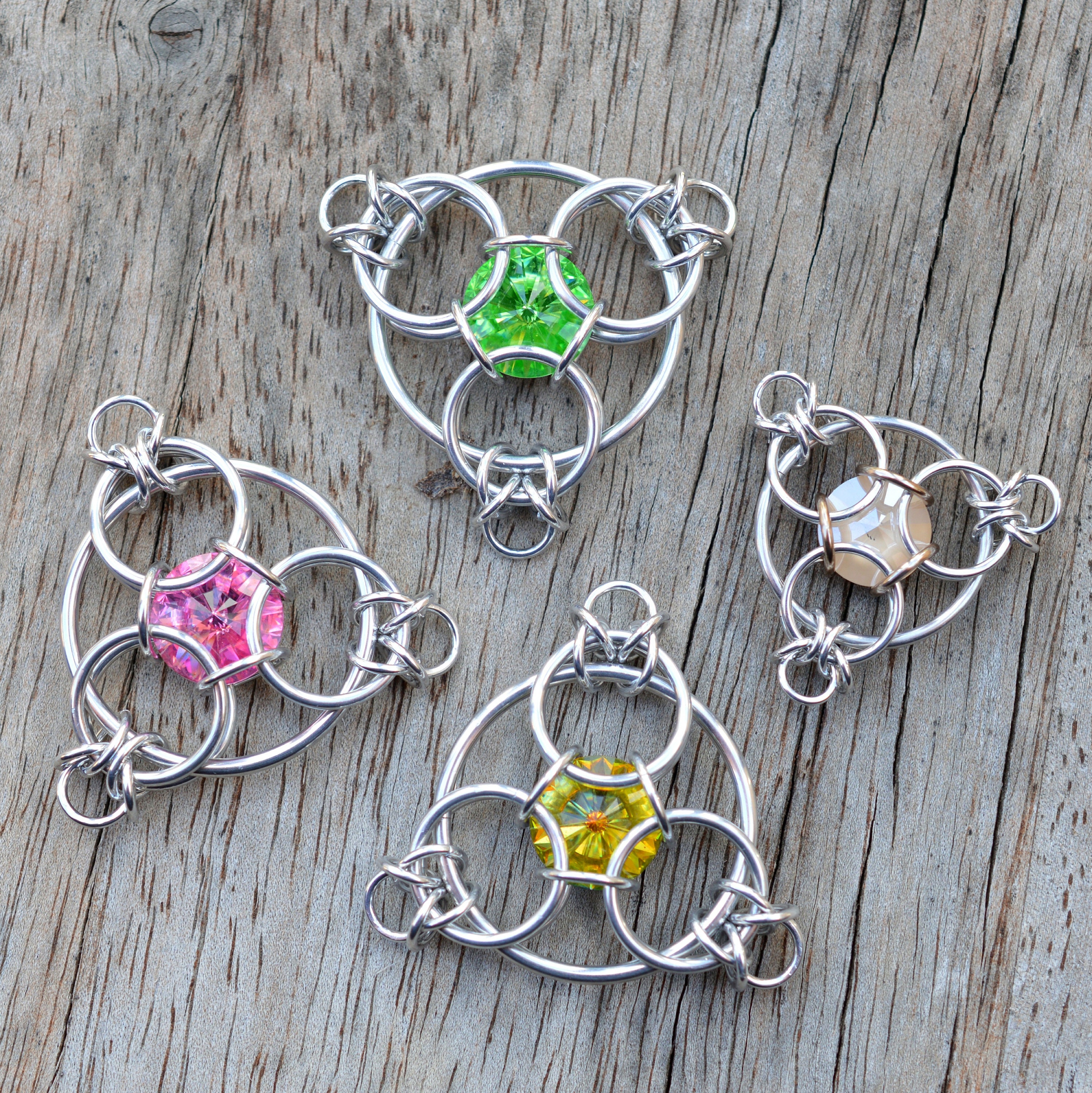 Triangels Triskulls Rivoli Crystal Capture Chainmaille - Etsy