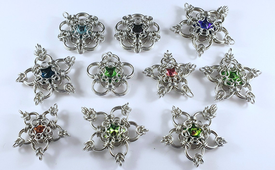 Starry Eyed Chainmaille Pendant Tutorial 4 Sizes Rivoli | Etsy