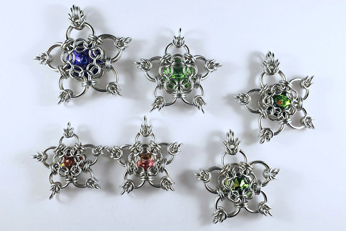 Starry Eyed Chainmaille Pendant Tutorial 4 Sizes Rivoli | Etsy