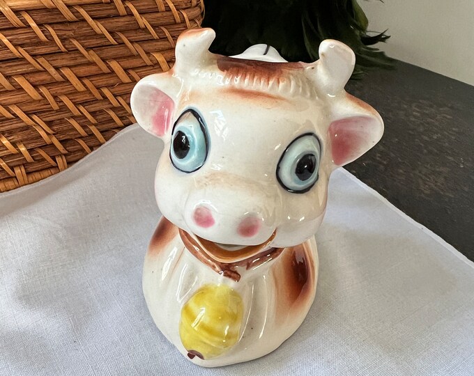 Vintage Nasco Cow Creamer W Blue Eyes & Yellow Bell / Elsie the Cow ...