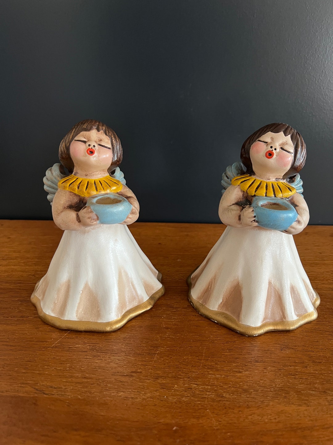 Bozner Engel Thun Angels Candleholders / Italian Pottery Angel Candle ...