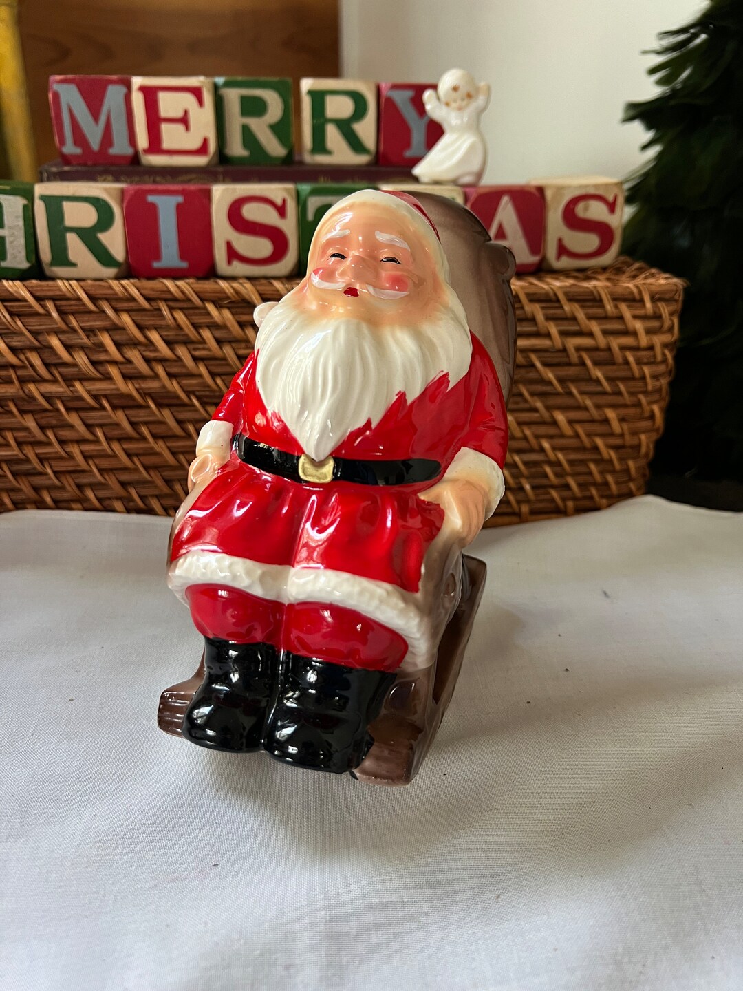 Vintage Santa Claus in Rocking Chair Coin Bank / Santa Bank in a ...