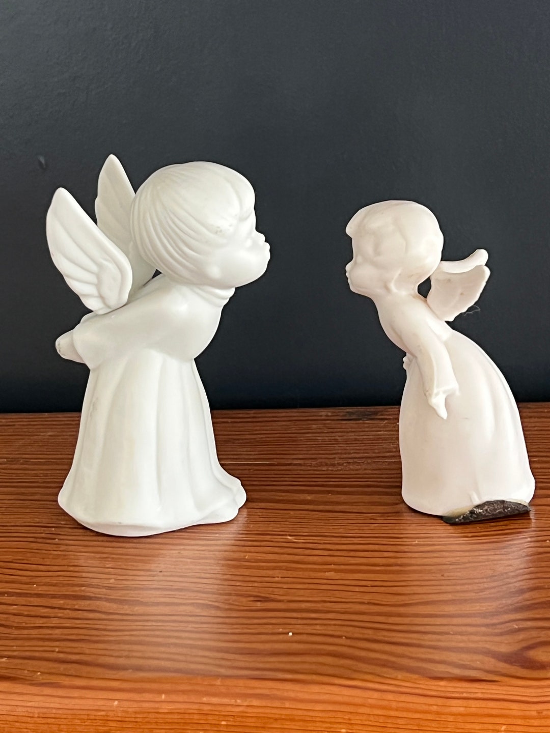 Vintage White Bisque Kissing Angels Figurines, Big Angel and Little ...