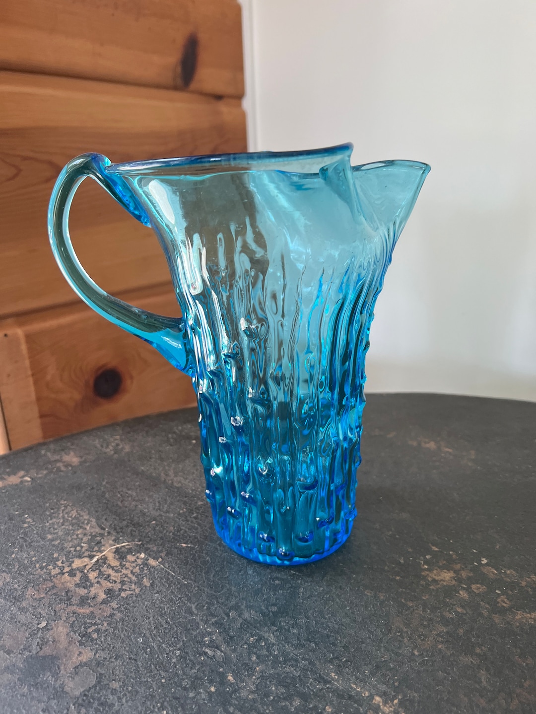 Mid Century Italian Glass Turquoise Pitcher / Possibly Empoli / Italian ...