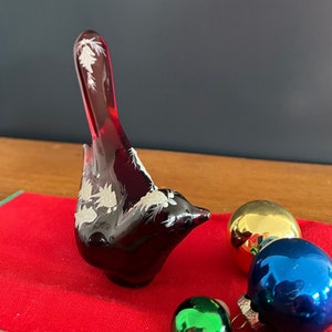 Fenton Hand Painted Ruby Red Glass Bird / Art Glass Red Bird / Fenton ...
