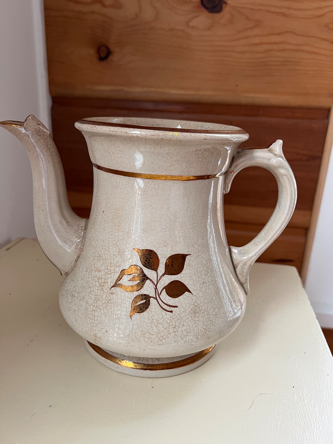 Antique Ironstone Tea Leaf Coffee Pot/tea Pot / Copper Luster Tea Leaf ...