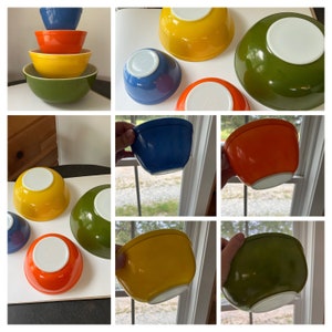 Vintage Pyrex Reverse Primary Bowl Set / Reverse Primary Pyrex Mixing ...