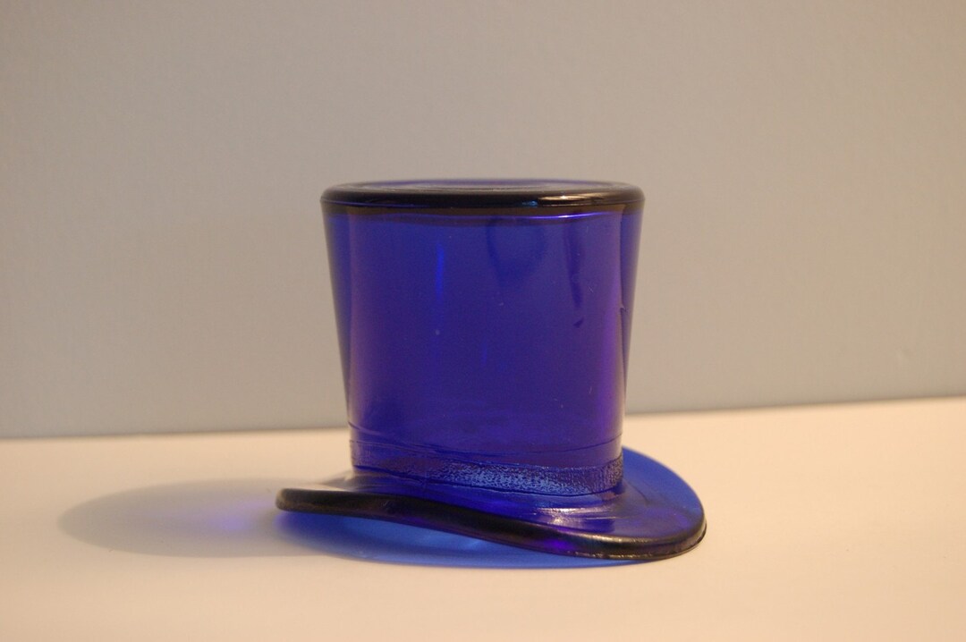 Vintage Cobalt Blue Glass Hat Toothpick Holder / Blue Glass Toothpick ...