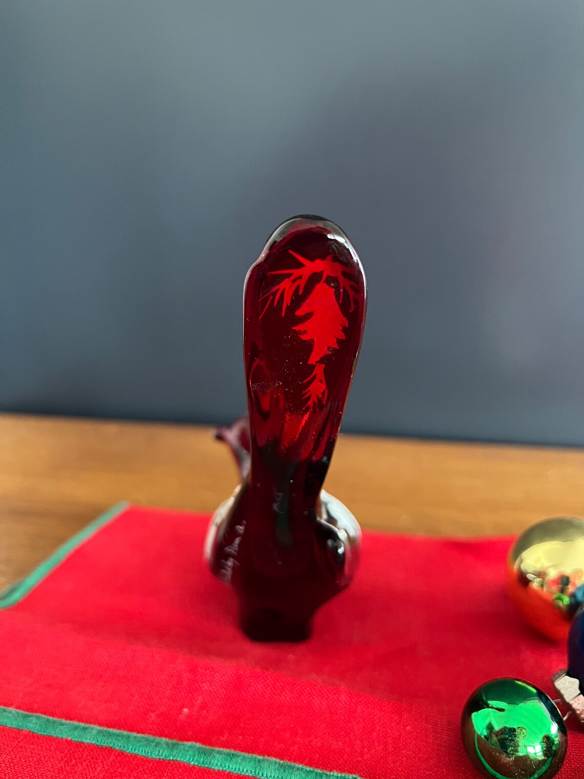 Fenton Hand Painted Ruby Red Glass Bird / Art Glass Red Bird / Fenton ...