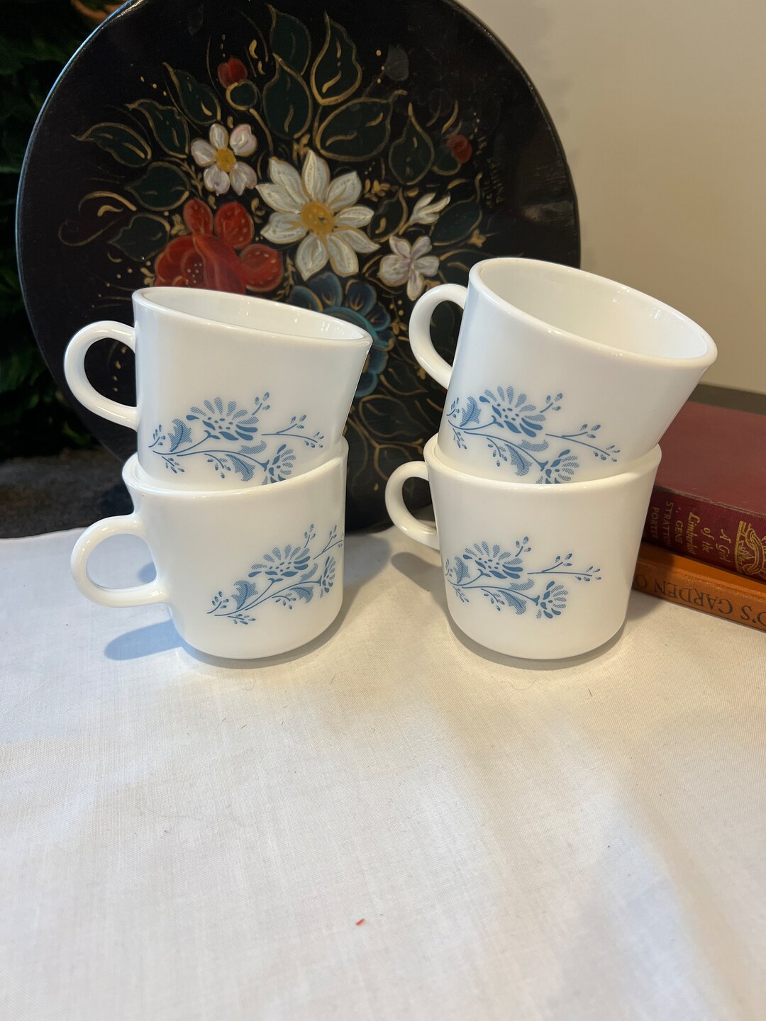 Vintage Corning Colonial Mist Coffee Mugs /set of 4 Corning Coffee Cups ...