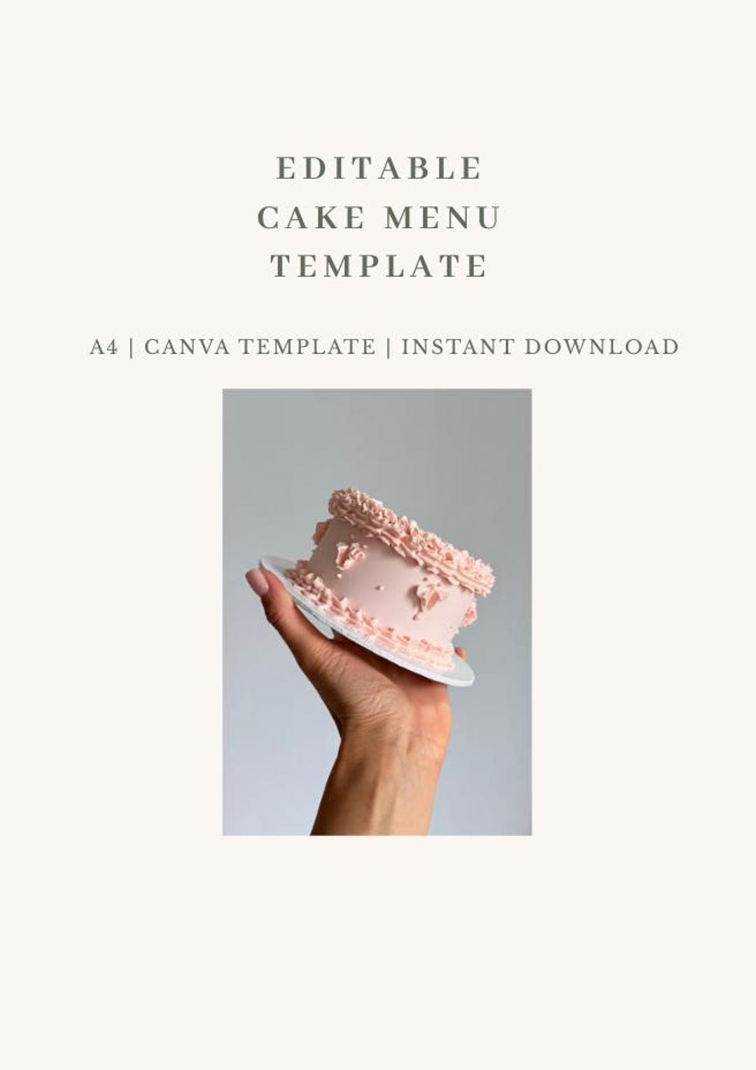 Editable Cake Menu Template - A4 Canva Bakery Menu (digital Download ...