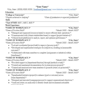 Scannable Resume Template Simple - Etsy