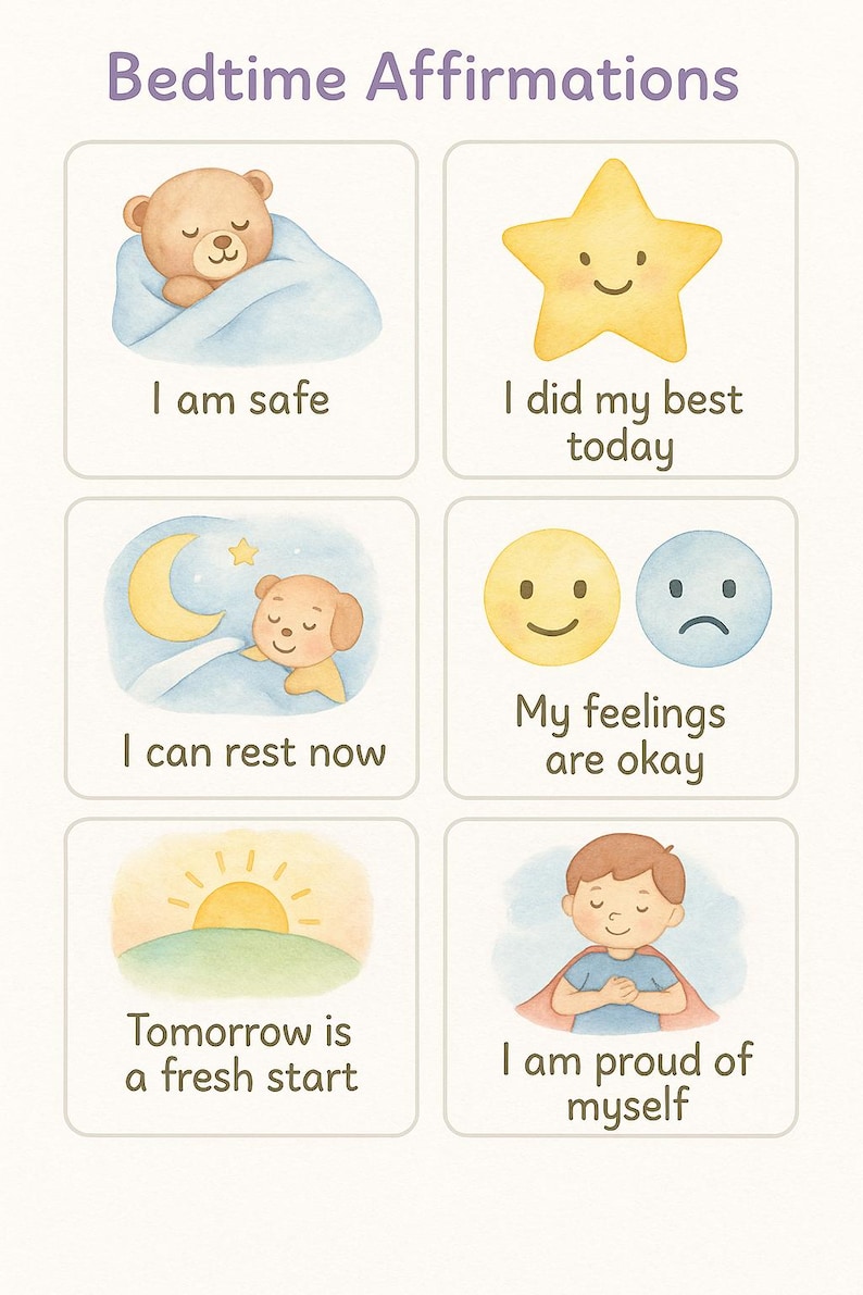 Kids Bedtime Routine Chart | Affirmation Cards & Audio (digital ...