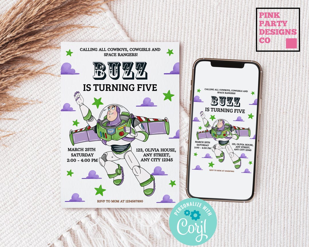 Buzz Lightyear Birthday Invitation Template, Toy Story Invite (digital ...