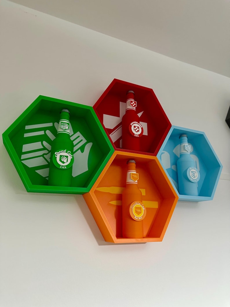 COD Zombies OG Perk Bottles With Hex Shelves - 3D Printed Gamer Decor ...