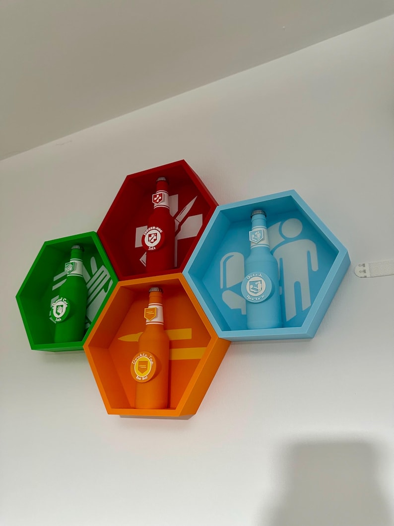 COD Zombies OG Perk Bottles With Hex Shelves - 3D Printed Gamer Decor ...