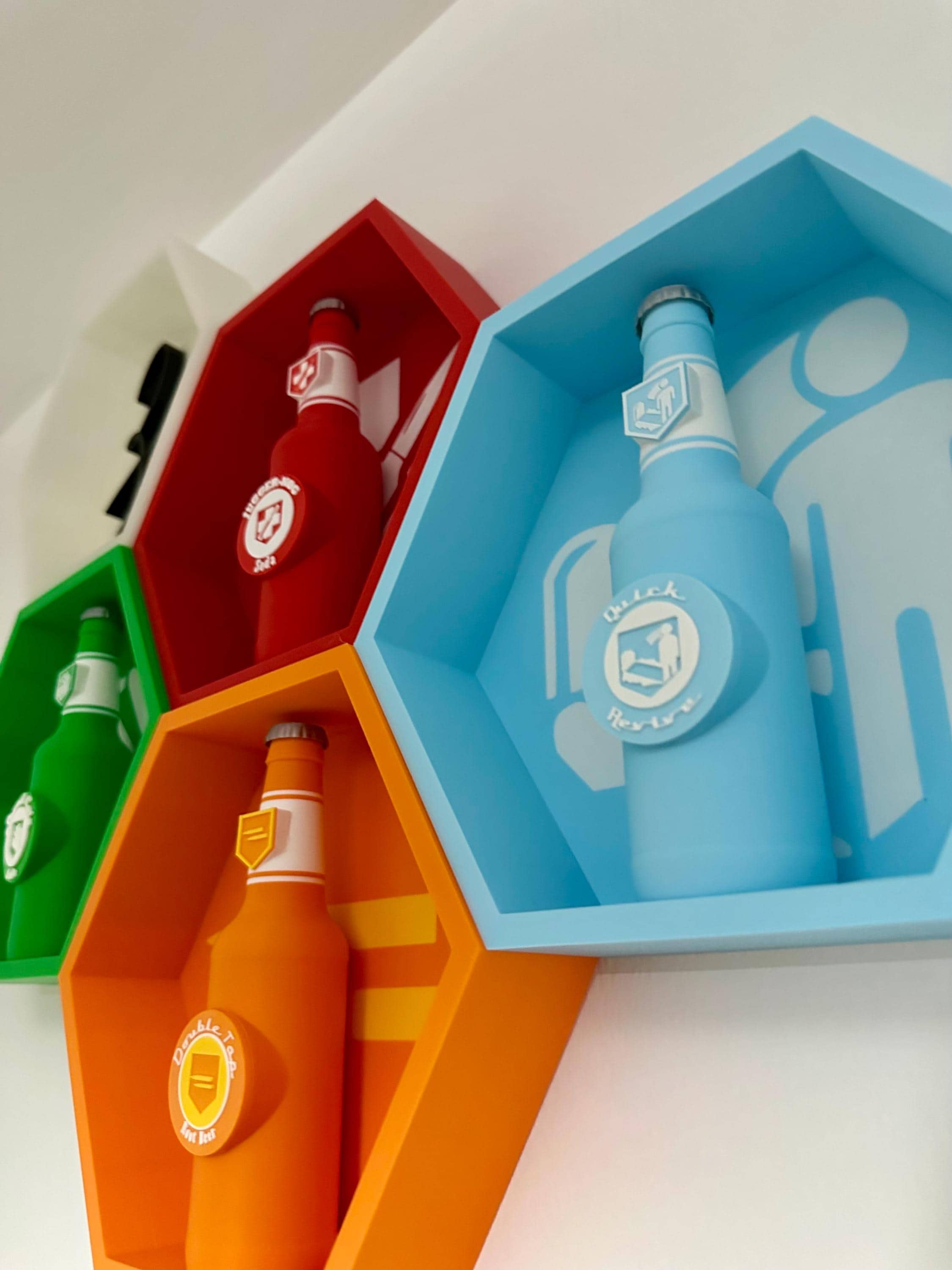 COD Zombies OG Perk Bottles With Hex Shelves - 3D Printed Gamer Decor ...