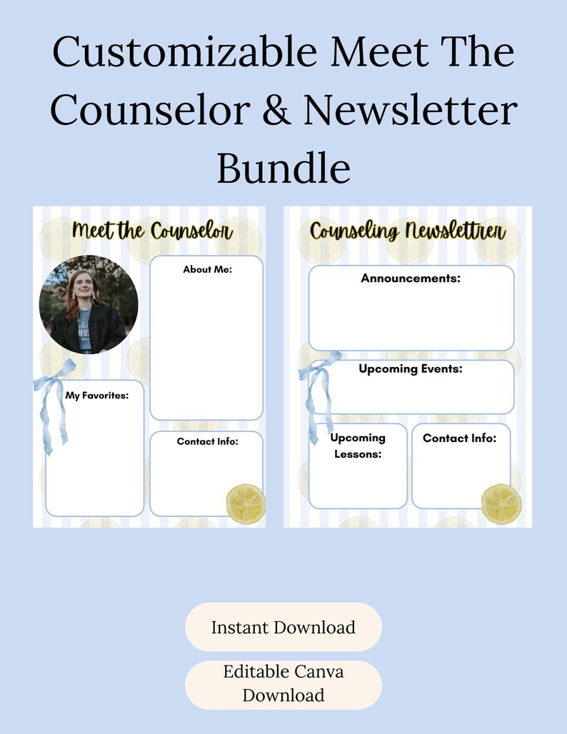 Limoncello Counselor Template Bundle – Meet the Counselor & Newsletter ...