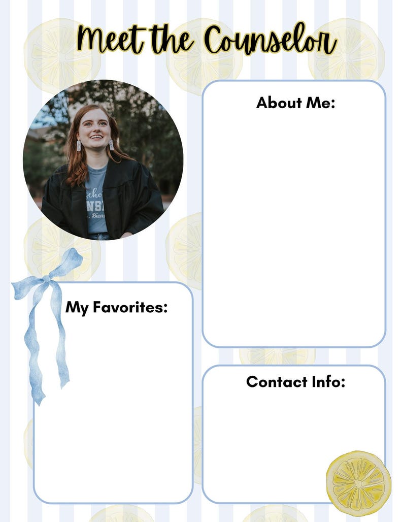 Limoncello Meet the Counselor Template – Editable, Citrus Theme ...