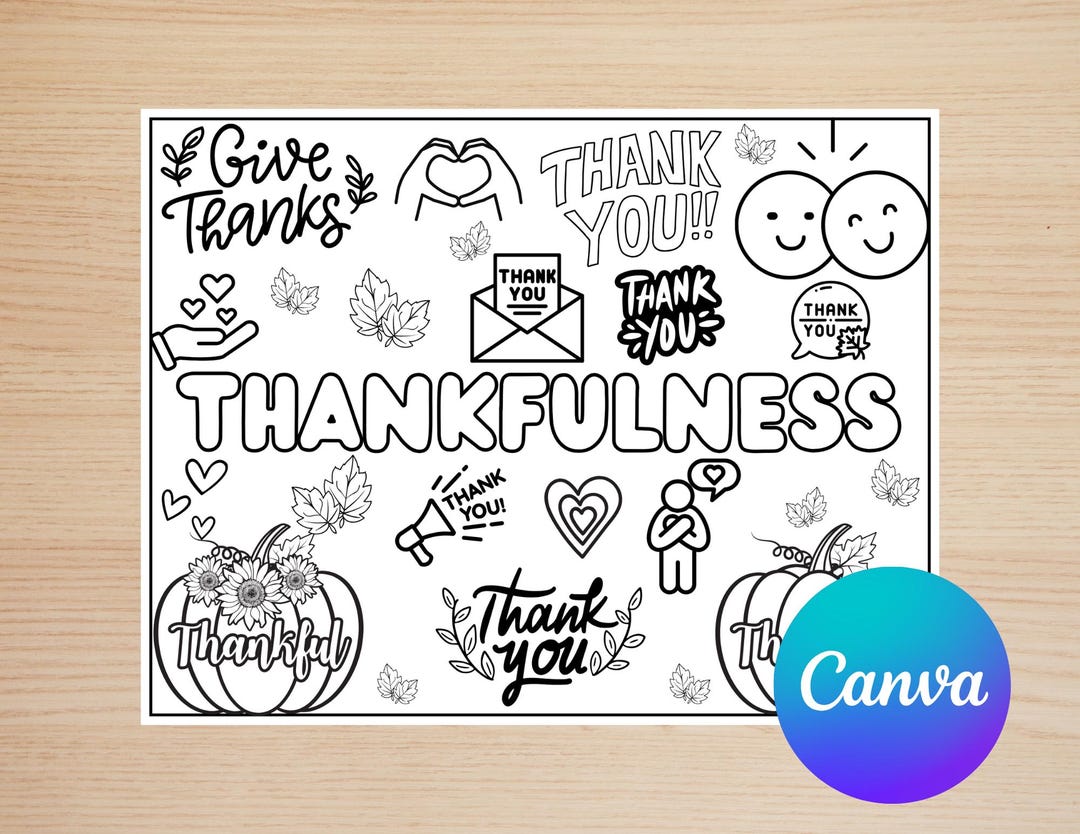 Fall Thankfulness Coloring Pages for Kids | Editable Canva Template ...