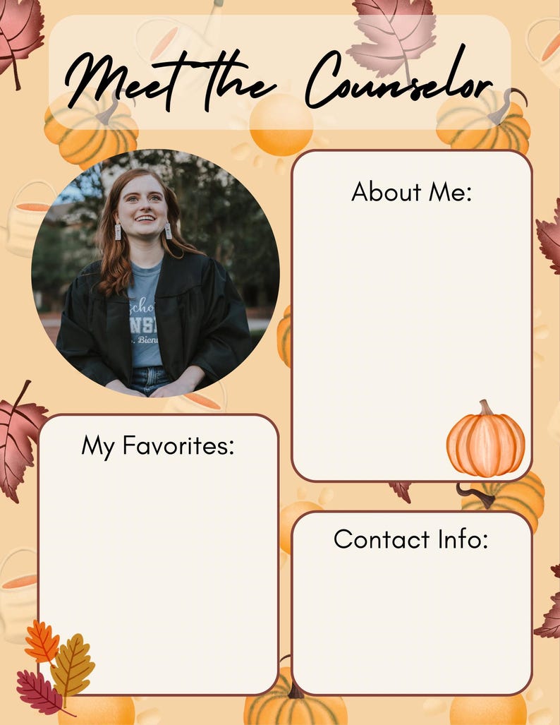 Editable Meet the Counselor Template | Fall Theme | Canva Download for ...