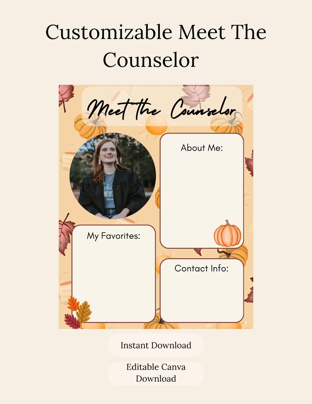 Editable Meet the Counselor Template | Fall Theme | Canva Download for ...