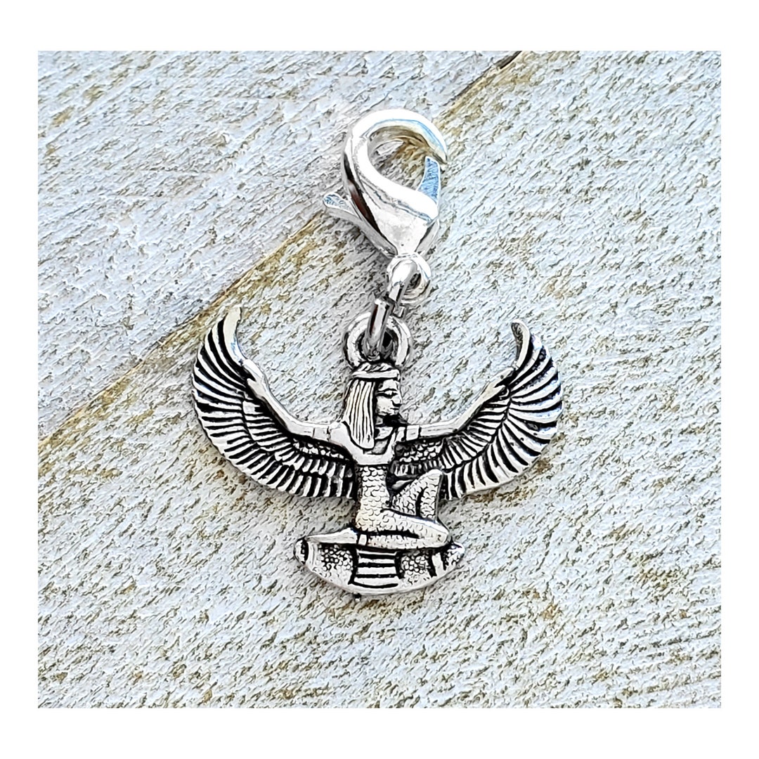 Egyptian Winged Goddess Isis, Antique Pewter, Clip on Charm, Qty: 1 - Etsy