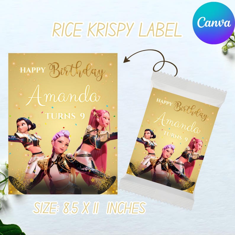 K-pop Demon Hunter Birthday Party Kit, Editable Printable (digital ...
