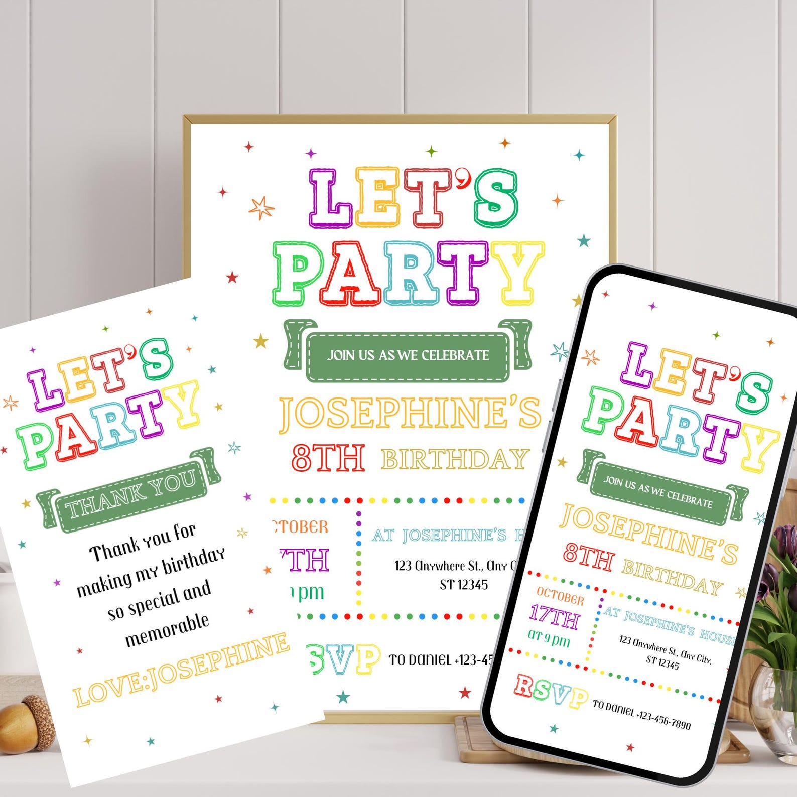 Colorful Birthday Party Invitation: Editable Template (instant Download ...