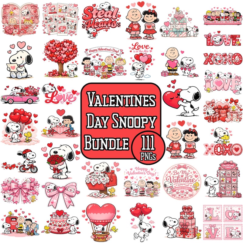 Snoopy Clipart Valentines - Etsy