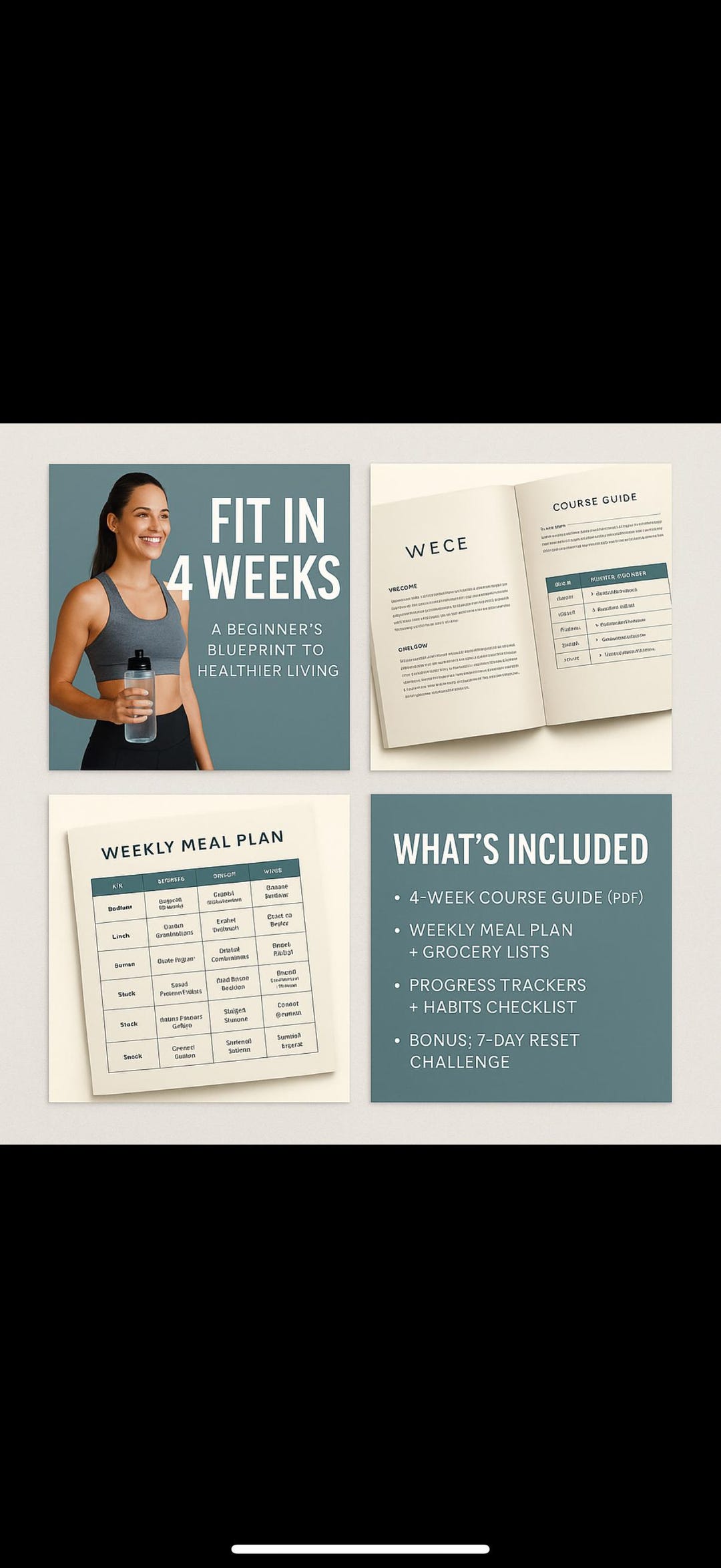 Fit in 4 Weeks – Beginner Home Fitness & Meal Plan Guide (printable PDF ...