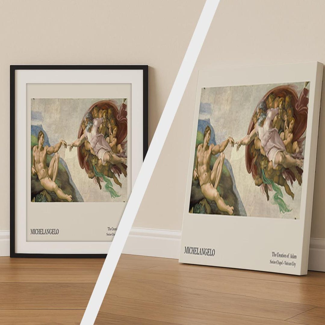The Creation of Adam Print, Classic Renaissance Poster, Fine Art Canvas ...